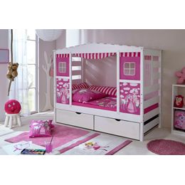 Kinderbett Ticaa, B:96,6cm, weiß, Betten, "Lio", Hausbett, inkl. Schubkasten und Rollrost