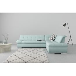 Ecksofa DOMO collection, B:271cm H:80cm T:213cm, grün, Struktur fein 100% Polyester;Chenilleoptik 100% Polyester, Wohnzimmer, Sofas, "Mona L-Form",