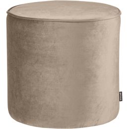 Hocker Woood, B:46cm H:46cm T:46cm, grün, 100% Polyester, Wohnzimmer, Hocker, "Sara", weich gepolstert, runde Form, H 46 cm x Ø 46 cm