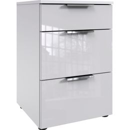 Nachtkommode wimex, B:41cm H:61cm T:41cm, weiß, Spanplatte, Sideboards, "Level36 C by fresh to go", mit Glaselementen auf der Front, soft-close