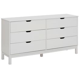 Kommode Home Affaire, B:150cm H:75cm T:39cm, weiß, Massivholz, Schlafzimmer, Sideboards, "Post", massives Kiefernholz, mit vielen