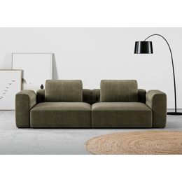 2,5-Sitzer RAUM.ID, B:268cm H:62cm T:109cm, grün, 100% Polyester, Sofas, "Cushid", Modulsofa, bestehend aus 2 Teilen, Breite 268 cm