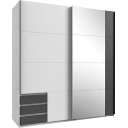 Schwebetürenschrank wimex, B:180cm H:198cm T:64cm, weiß, Schränke, "Emden moderner Kleiderschrank mit Spiegel und Schubladen BESTSELLER",