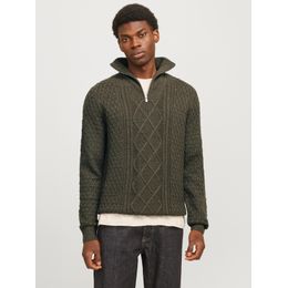 Jack & Jones JACK & JONES Herren Troyer "JPRBLUNORTH KNIT HIGH NECK SN", grün, Gr. S, meliert, Strick, Obermaterial: 57% Polyacryl, 43% Baumwolle, Pullover