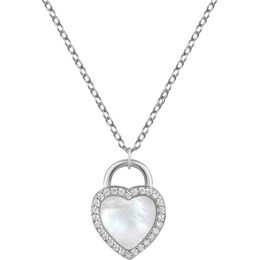 Firetti Damen Kette mit Anhänger "Schmuck Geschenk Silber 925 Halsschmuck Ankerkette Anhänger Herz", Silber 925 (Sterlingsilber), L: 45 B: 1,3mm,