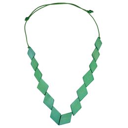 Damen Lange Kette "Raute", grün, Basic, Collezione Alessandro, Holz, Halsketten, verschieden große Rauten