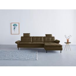 Ecksofa Inosign, B:267cm H:83cm T:174cm, grün, 100% Polyester, Wohnzimmer, Sofas, "Birkholm L-Form", Armlehnverstellung, auch in Easy Clean Bezug -