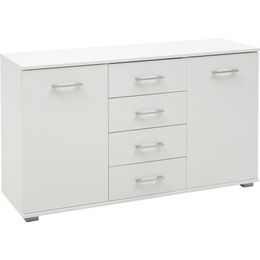 Kombikommode Priess, B:123cm H:71cm T:38cm, weiß, Holzwerkstoff, Schlafzimmer, Sideboards, "Lindau"