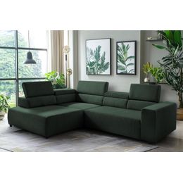 Ecksofa, B:308cm H:73cm T:203cm, grün, exxpo - SOFA FASHION, Wohnzimmer, Sofas, "VITTORIO mit Komfortfunktionen, bequem und modern, Cord, L-Form",