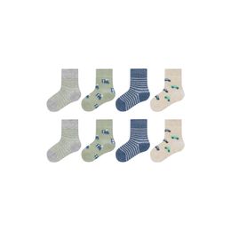 Camano M&auml;dchen Socken "Socken motiv 8er Pack", Gr. 19, wei&szlig;, 70% Baumwolle, 29% Polyamid, 1% Elasthan, gestreift, Socken
