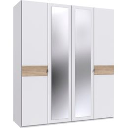 Drehtürenschrank wimex, B:180cm H:208cm T:58cm, weiß, Spanplatte, Schränke, "Budapest", mit Spiegel, wahlweise 180 oder 225cm breit