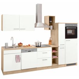 K&uuml;chenzeile Optifit, B:300cm T:60cm, wei&szlig;, Komplettk&uuml;chen-Sets, "Kalmar", Breite 300 cm, wahlweise mit E-Ger&auml;ten, mit Arbeitsplatte