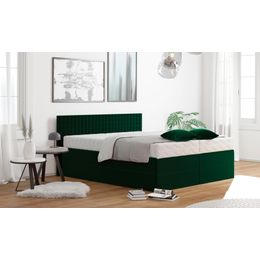 Boxspringbett, B:195cm L:210cm, gr&uuml;n, Westfalia Schlafkomfort, Bezug: 100% Polyester;Polsterwatte: 100% Polyester, Komplettbetten, mit Zierkissen,