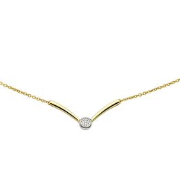 Damen Collierkettchen "Gold 375 mit Brillant 0,03ct.", 42/45cm, 0,03, Gold, L: 45 B: 21mm, weiß, Diamonds by Ellen K., Gold, B:21mm, Halsketten