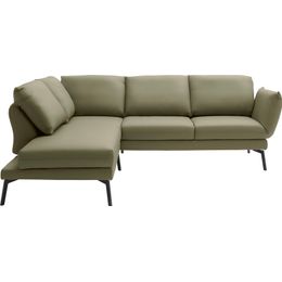 Schöner Wohnen Kollektion Ecksofa, B:329cm H:87cm T:259cm, grün, SCHÖNER WOHNEN-KOLLEKTION, 100% Leder, Wohnzimmer, Sofas, "Spin, Multifunktionssofa, bequem und hochwertige