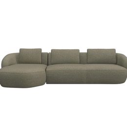 Wohnlandschaft FLEXLUX, B:307cm H:85cm T:146cm, grün, 62% Polyester, 17% Cotton, 14% Viscose, 7% Linen, Sofas, "Torino, rund, L-Form, Sofa-Ecke mit