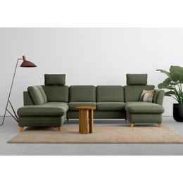 Wohnlandschaft Home Affaire, B:307cm H:86cm T:213cm, grün, 95% Polyester, 5% Polyamid, Sofas, "Trelleborg U-Form", wahlweise mit Bettfunktion und