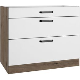 Wiho-K&uuml;chen Unterschrank WIHO K&Uuml;CHEN, B:100cm H:82cm T:57cm, wei&szlig;, Holzwerkstoff, K&uuml;che, Schr&auml;nke, "Elba, mit zwei Ausz&uuml;gen", in den Breiten 90 und 100 cm