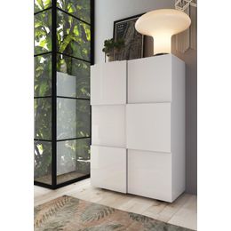 Schuhschrank Inosign, B:78cm H:116cm T:35cm, wei&szlig;, Flur, Schr&auml;nke, "Dama Breite 78 cm, H&ouml;he 116 cm, Schuhkommode", Front in 3D-Optik, 4 Einlegeb&ouml;den,