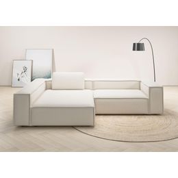 Ecksofa Places of Style, B:306cm H:68cm T:191cm, weiß, 96% Polyester, 4% Nylon, Wohnzimmer, Sofas, "Watertown, moderne XXL L-Form, 306 cm breit",