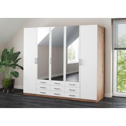Kleiderschrank Priess, B:230cm H:193cm T:56cm, wei&szlig;, Holzwerkstoff, Schlafzimmer, Schr&auml;nke, "Amsterdam", mit oder ohne LED-Beleuchtung