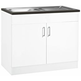 Spülenschrank KOCHSTATION, B:100cm H:85cm T:60cm, weiß, Küche, Schränke, "KS-Haiti"