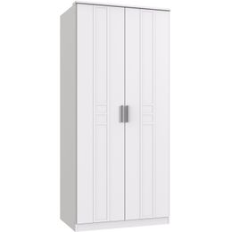 Kleiderschrank wimex, B:91cm H:199cm T:58cm, weiß, Holzwerkstoff, Spanplatte, Kinderzimmer, Schränke, "Borkum", wahlweise 91cm oder 135cm breit
