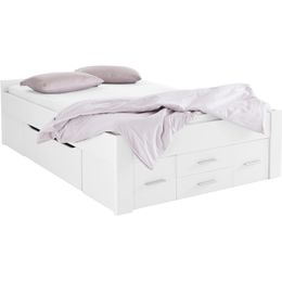 Bett Rauch, B:145cm H:60cm L:207cm, weiß, Schlafzimmer, Betten, "Scala", mit Schubkästen in 3 Varianten