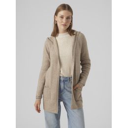 Véro Moda VERO MODA Damen Strickjacke "VMDOFFY LS OPEN HOOD CARDIGAN GA NOOS", beige, Gr. XL, meliert, Strick, Obermaterial: 94% Polyester, 3% Elasthan, 3%
