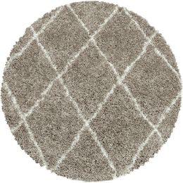 Hochflor-Teppich, H:50mm &Oslash;:160cm, beige, Ayyildiz Teppiche, Polypropylen (PP), Teppiche, "ALVOR 3401", Shaggy, Langflor, pflegeleicht, Wohnzimmer