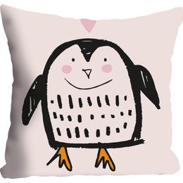 Dekokissen queence, B:40cm L:40cm, wei&szlig;, Baumwolle, Dekokissen_Sitzkissen_Kissenh&uuml;llen, "Pinguin", Kissenh&uuml;lle ohne F&uuml;llung, 1 St&uuml;ck
