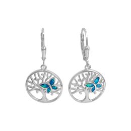 Vivance Damen Paar Ohrh&auml;nger "925/- Sterling Silber rhodiniert synth. Opal blau", one-size, Silber 925 (Sterlingsilber), wei&szlig;, Silber 925