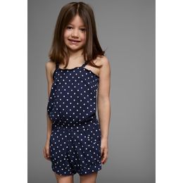 Kidsworld M&auml;dchen Kurzoverall "f&uuml;r kleine M&auml;dchen", blau, Gr. 98, bedruckt, gepunktet, Jersey, Obermaterial: 100% Baumwolle, Overalls, niedlich