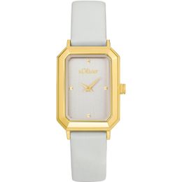 s.Oliver Damen Quarzuhr, wei&szlig;, Armbanduhren, Armbanduhr, Damenuhr, analog, Lederarmband