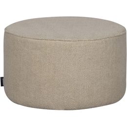 Hocker Woood, B:60cm H:36cm T:60cm, weiß, 100% Polyester, Wohnzimmer, Hocker, "Sara", runde Form, vielseitig Einsetzbar, H 36 cm x Ø 60 cm