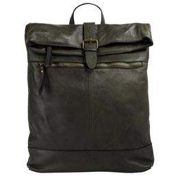 FORTY Damen Tagesrucksack, grün, Leder, Rindsleder, Rucksäcke, echt Leder, Made in Italy