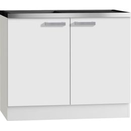 Spülenschrank Optifit, B:100cm H:85cm T:50cm, weiß, Küche, Schränke, "Odense 50", 100 cm breit, 50 cm tief, inkl. Spülenauflage