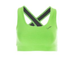 WINSHAPE Damen Sport-Bustier "WVR4", grün, Gr. XS, Obermaterial: 90% Baumwolle, 10% Elasthan, BHs, mit offenem „Drop Back Design“