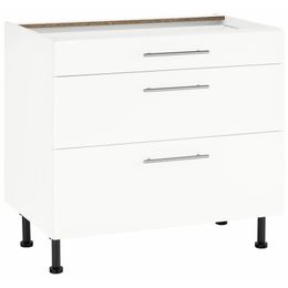 Wiho-K&uuml;chen Unterschrank WIHO K&Uuml;CHEN, B:90cm H:86,5cm T:58cm, wei&szlig;, K&uuml;che, Schr&auml;nke, "Ela", Breite 90 cm, mit Soft-Close-Funktion