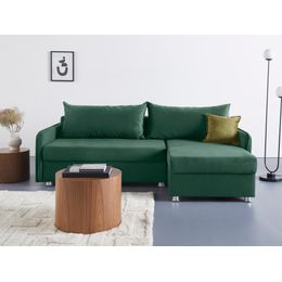 Ecksofa Collection AB, B:218cm T:141cm, grün, 100% Polyester, Wohnzimmer, Sofas, "Sunny L-Form", inkl. Bettfunktion und Bettkasten