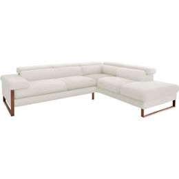 Ecksofa W.Schillig, B:281cm H:71cm T:230cm, weiß, Flachgewebe S22 (100% Polyester);Stoff S37 (100% Polyester);Longlife Xtra-Leder Z59: Glattleder mit