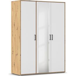 Drehtürenschrank Rauch, B:140cm H:194cm T:53cm, weiß, Holzwerkstoff, Schränke, "Kleiderschrank Schrank Garderobe Wäscheschrank VOYAGER", mit modernen