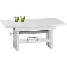 Couchtisch Stolkom, H:48cm, weiß, Wohnzimmer, Tische, "Event höhenverstellbar, ausziehbar, BxHxT 110-150x48-63x65 cm", Höhenverstellbar mit