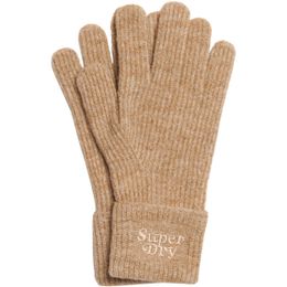 Superdry Damen Strickhandschuhe "SOFT RIB KNIT GLOVES", braun, unifarben, Strick, Materialmix, Handschuhe
