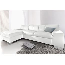 Ecksofa DOMO collection, B:248cm H:74cm T:150cm, weiß, Softlux-Kunstleder;Primabelle-Microfaser;Struktur (90% Polyester und 10% Polyacryl),