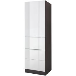 Seitenschrank KOCHSTATION, B:60cm H:200cm T:60cm, weiß, Holzwerkstoff, MDF, Küche, Schränke, "KS-Brindisi", 60 cm breit, 200 cm hoch, viel Stauraum