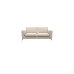 2-Sitzer FLEXLUX, B:164cm H:85cm T:92cm, wei&szlig;, 100% Echteder, Sofas, "Fiore", breite Armlehnen, Kaltschaum, F&uuml;&szlig;e Alu+schwarz