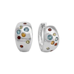 Vivance Damen Paar Creolen "925/- Sterling Silber rhodiniert Farbsteine", one-size, Silber 925 (Sterlingsilber), wei&szlig;, Silber 925 (Sterlingsilber),