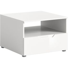 Couchtisch Inosign, B:66cm H:66cm T:48cm, weiß, Wohnzimmer, Tische, "CAPRI, Höhe 66cm, 1 Schubkasten, 1 offenes Ablagefach", Wohnzimmertisch,