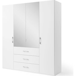 Drehtürenschrank, B:201cm H:223cm T:60cm, weiß, SET ONE BY Musterring, Holzwerkstoff, Schränke, "Henderson", mit Spiegel und 3 Schubladen, inkl.